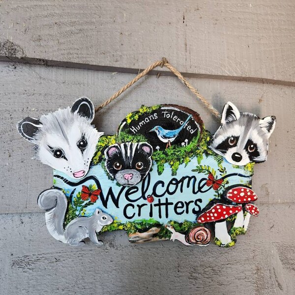Custom Welcome Critters Sign W/ Moss - Etsy