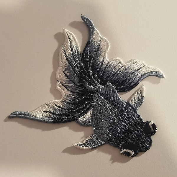 One Pair of Grey Colour Fish Sew on Embroidered Patch Appliqués Badge ...