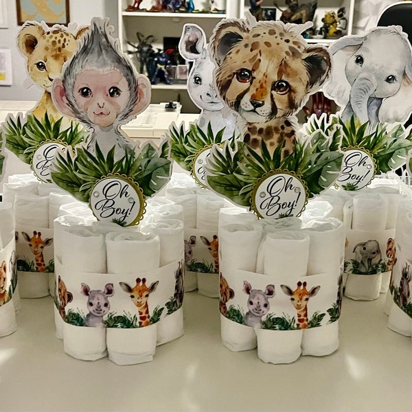 Jungle Safari Cake Toppers, Baby Shower Party, Baby Shower Centerpieces ...