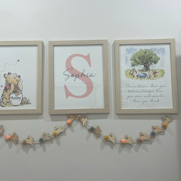 Set of 3 Winnie the Pooh Personalised Name Print | Winnie the Pooh ...