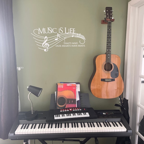 Music is Life Wall Art Quote, PVC Decal, Wall Art Sticker, Home Decor ...