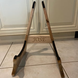 Personalized Hand Built Engraved Wood Guitar Stand, Acoustic Guitar ...