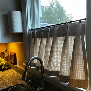 Pleated Lynn Block Print Cafe Curtain , Tier Curtains, Kitchen Curtains ...