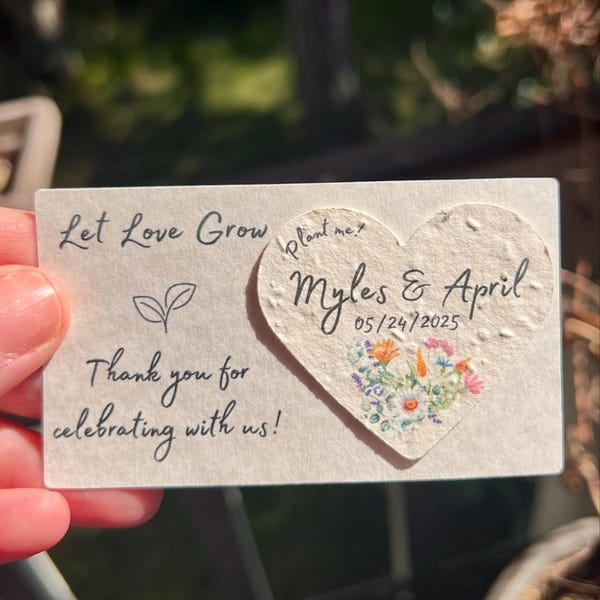 Plantable Wedding Favor Seed Paper Heart Favor Bulk Seed Wedding Favor ...