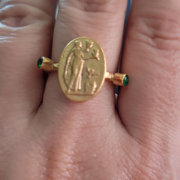 Aphrodite Signet Coin Ring | Greek Art Venus Ring | 925 Sterling Silver ...