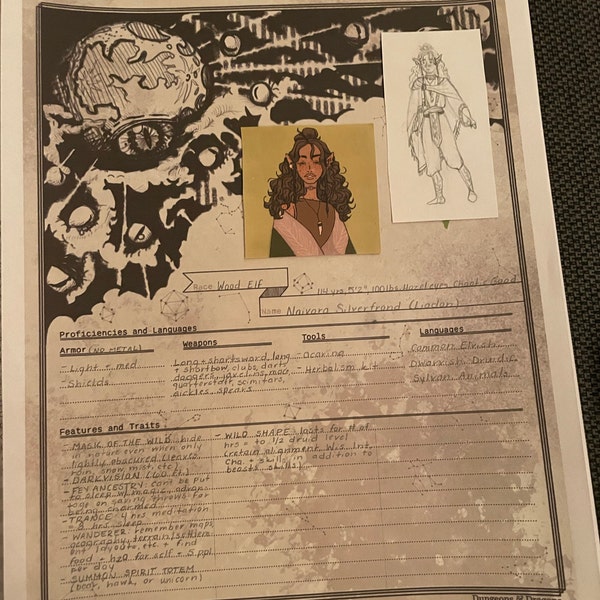 Flora & Fauna Druid Character Sheet Dungeons and Dragons 5e - Etsy UK