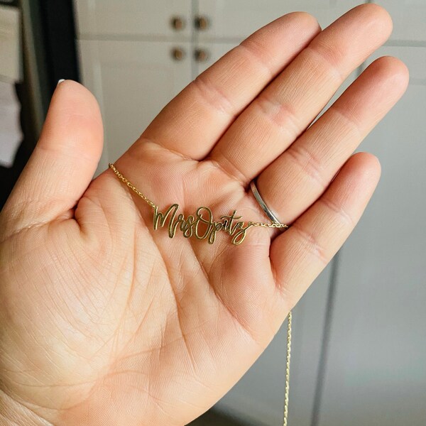 Custom CURSIVE Name Necklace - Model2 - Handwriting Personalised ...