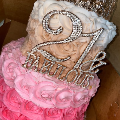 21 Birthday Cake Topper 21 & Fabulous ROSE GOLD Cake Topper Sparkly ...