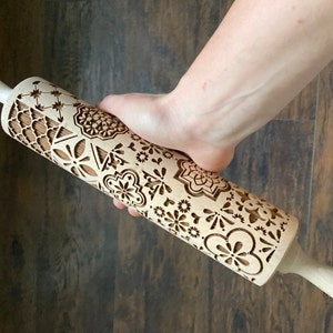 CHRISTMAS SQUARE Rolling Pin, Embossing Rolling Pin, Engraved Rolling ...