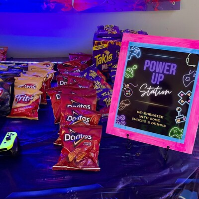 Video Game Party Food Table Sign, Video Game Party Sign, Party Food ...