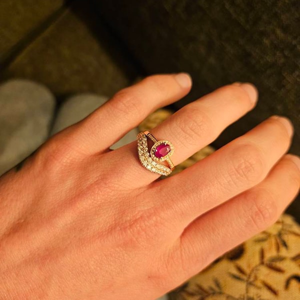 Diamond Eternity Wedding Ring 14k Solid Gold Baguette Ladder Ring ...