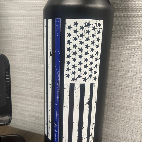 Police Water Bottle, Thin Blue Line Flag, Police Tumbler, Police Gift ...