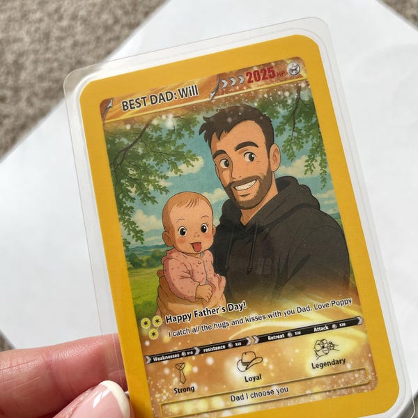 Custom Father's Day Pokemon Card – Personalized Gamer Dad Gift, Pokémon ...