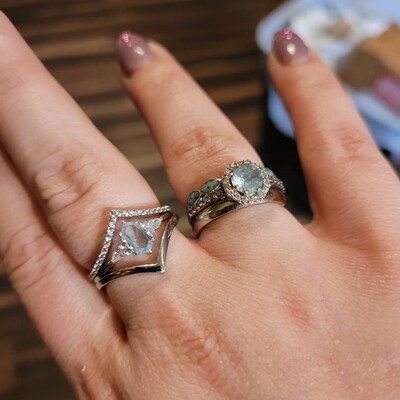 V Ring Set, Stacking Ring, Chevron Ring, Minimalist Ring, Wedding Band ...