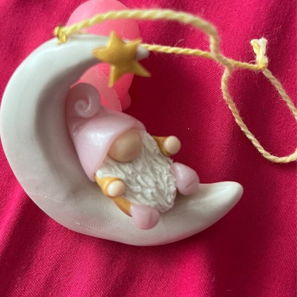 Mini Gnome on Moon/ Little Gnome Diorama/ Tiny Gnome Crescent Moon ...