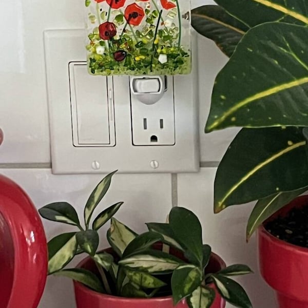 Bachelor Button,night Light, Wildflower, Fused Glass, Safety, Bird, - Etsy