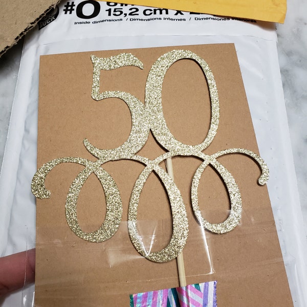 Glitter "50" Cake Topper, Fifty, 50th Birthday, 50 Birthday Pick ...