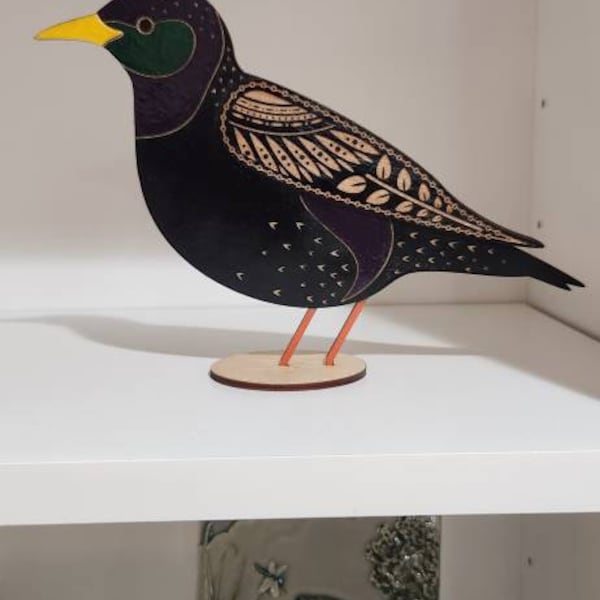 Standing Wooden Starling Decoration Ornament - Etsy