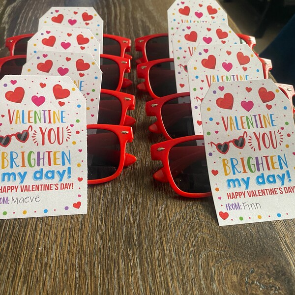 You Brighten My Day Valentine, Sunglasses Valentine's Day Gift Tags ...