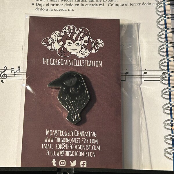 Furious Crow Cute Black Bird Hard Enamel Pin - Etsy