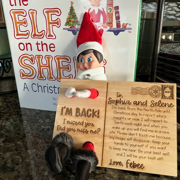 I'm Back Wooden Elf Post Card Holiday Helper - Etsy