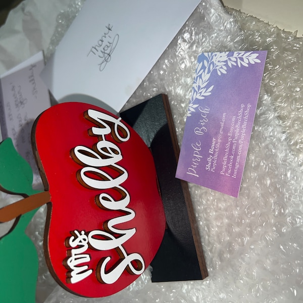 Personalized Apple Name Plate, Teacher Name Plate, Back to School ...