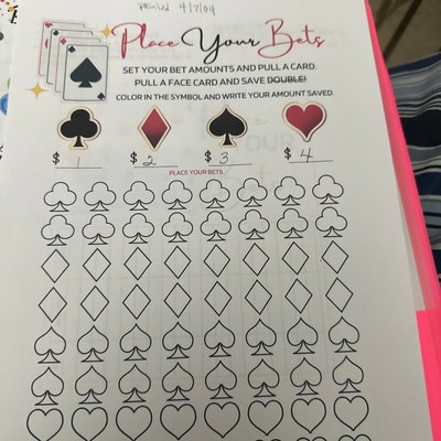 Place Your Bets Playing Card Casino Savings Challenge Game - Etsy