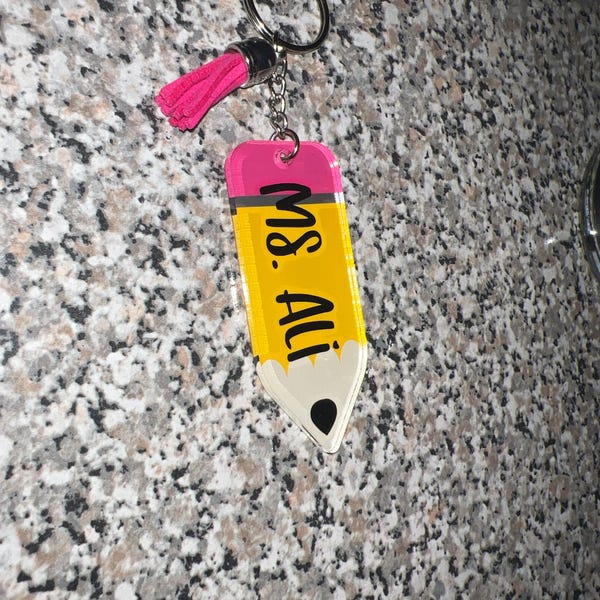 Custom Teacher Pencil Keychain - Etsy