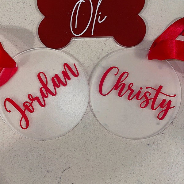 Personalized Acrylic Stocking Tags, Holiday Ornaments, Wedding Place ...