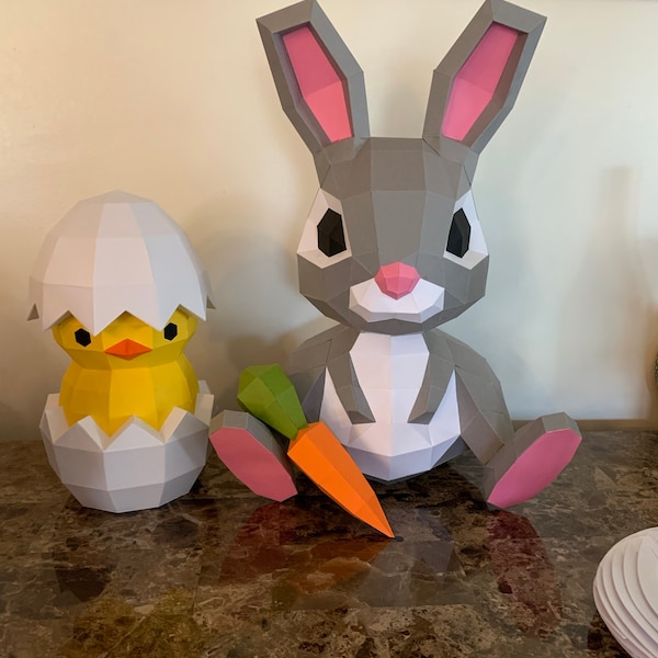 Chick in Egg Papercraft 3D DIY Low Poly Paper Crafts Easter Decor Model ...