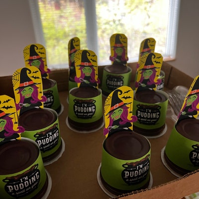 Witch Pudding Cup Halloween Treat Printables, Classroom Halloween Treat, Halloween Party Favor ...