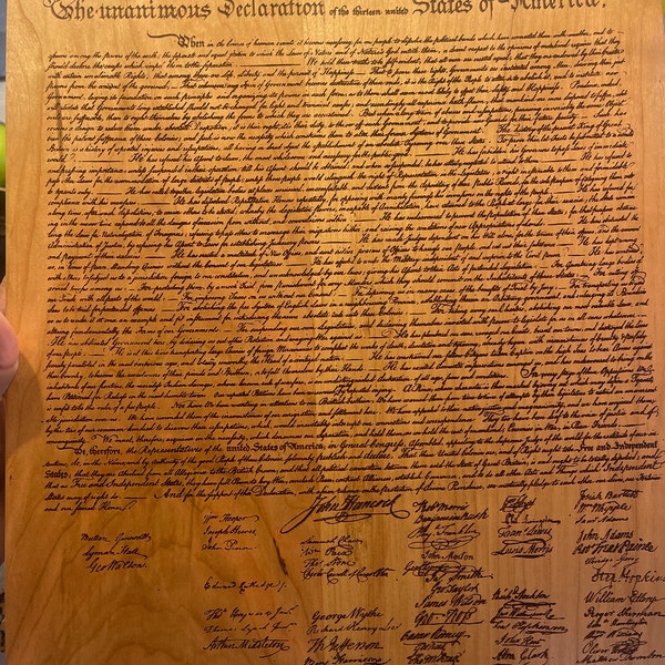 Declaration of Independence Engraved Wood Sign - Etsy