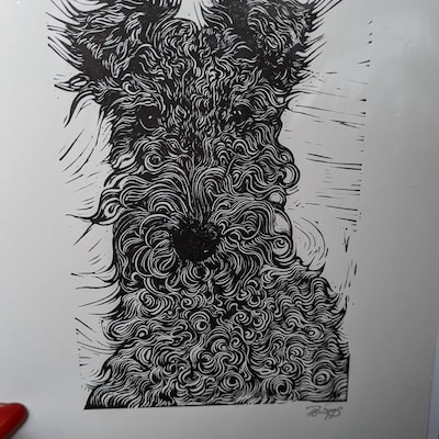 Corgis // Original A4 Linoldruck, Hund, Tierportrait handbedruckt in ...