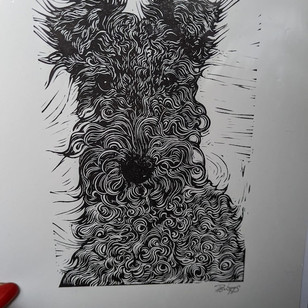 Labrador Puppy //original Linocut Print, Dog, Pet Portrait Handprinted ...