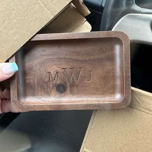 Rectangle Wood Tray Engraved Key or Ring Dish, Bedside or Desk Tray ...