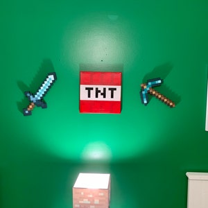 Minecraft Diamond Pickaxe Wall Decor | Etsy