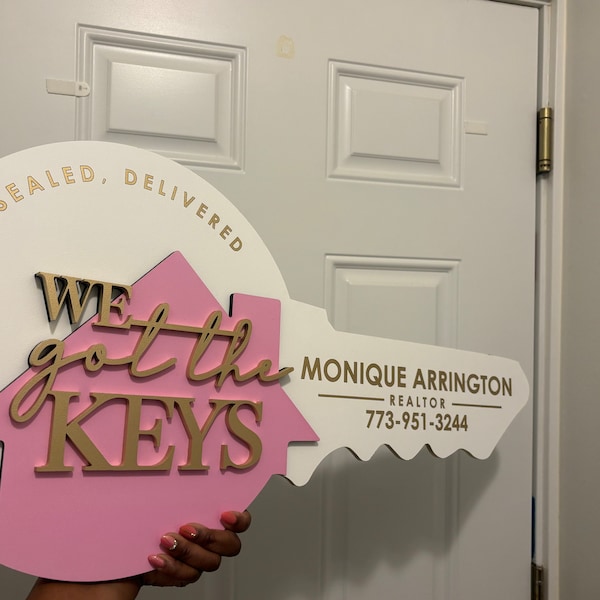 We Got the Keys Gold Key Sign, Realtor Closing Custom, Sold Real Estate ...