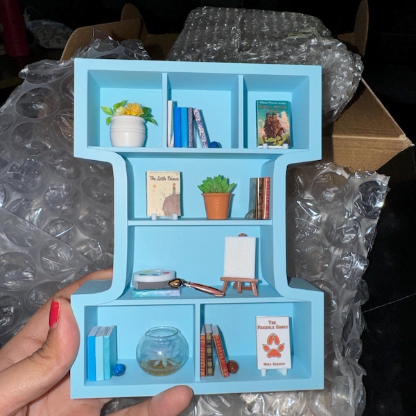 Custom Initial Bookshelf: Miniature Letter Bookcase, Personalized Decor ...