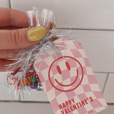Smiley Face Valentine's Day Editable Favor Tag, Printable Cute Vday Tag ...