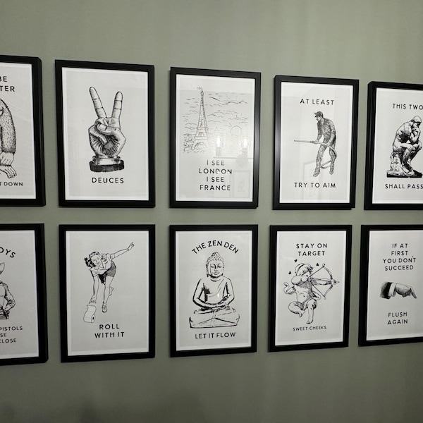 Retro Funny Bathroom Print Funny Bathroom Wall Art Bathroom Poster ...