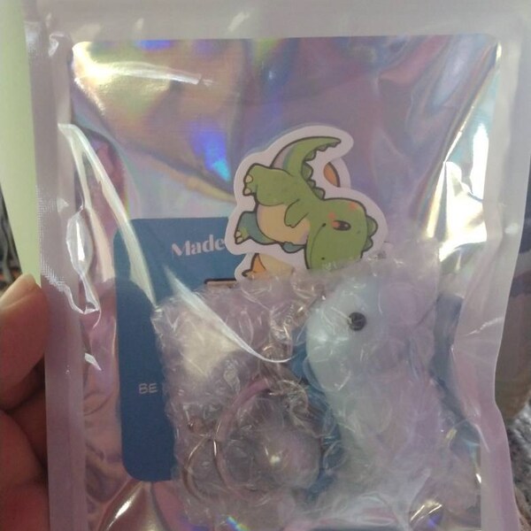 Chibi Iridescent Dinosaur Keychain - Etsy