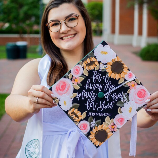 Customizable Floral Grad Cap Decoration Self-adhesive Sunflower Florals ...