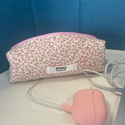 Quilted Laptop iPad Tablet Sleeve in Pink Rose With Pink Gingham Lining ...