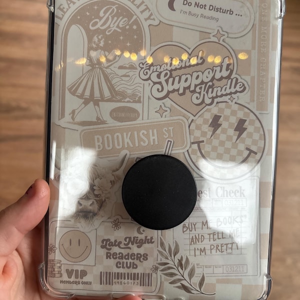 Bookish Sticker Inspired Kindle Insert - Neutral Checkered Compatible ...