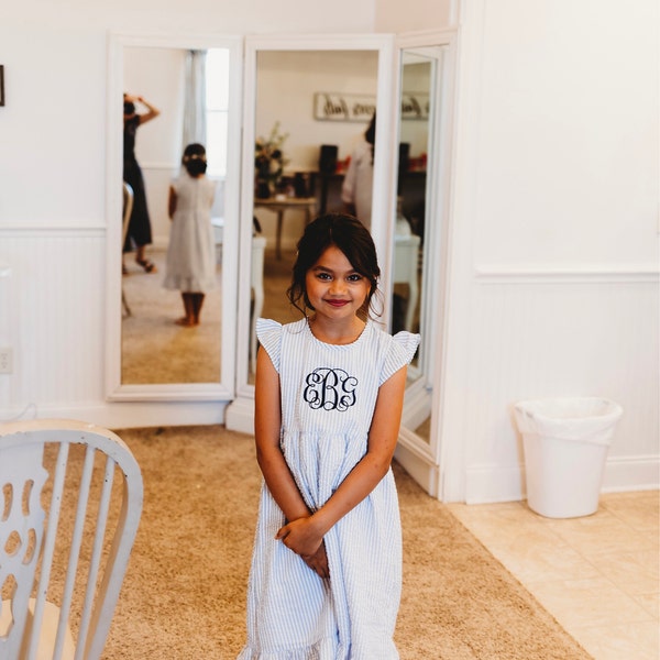 Monogram Seersucker Dress, Seersucker Dress, Monogrammed Seersucker ...