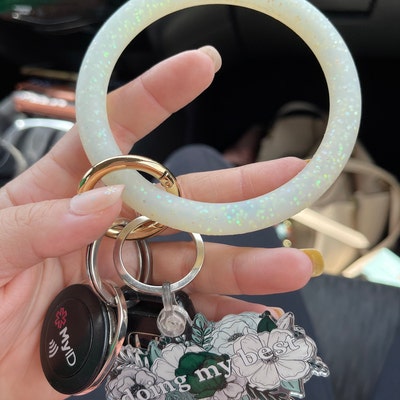 Glitter Silicone Bangle Bracelet Keychain,9 Colorslanyard Bracelet ...