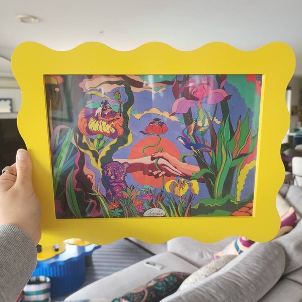 A4 Squiggle YELLOW Wavy Frame Funky Maximalist Colour Home Decor - Etsy