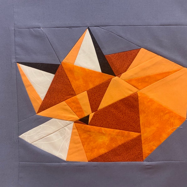 Sleeping Fox Paper Piecing Pattern 16 X 16 Quilt Block Digital PDF - Etsy