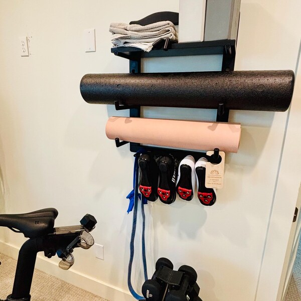 Fully Adjustable Yoga Mat Holder Shelf Home Gym Wall Organizer; Home ...