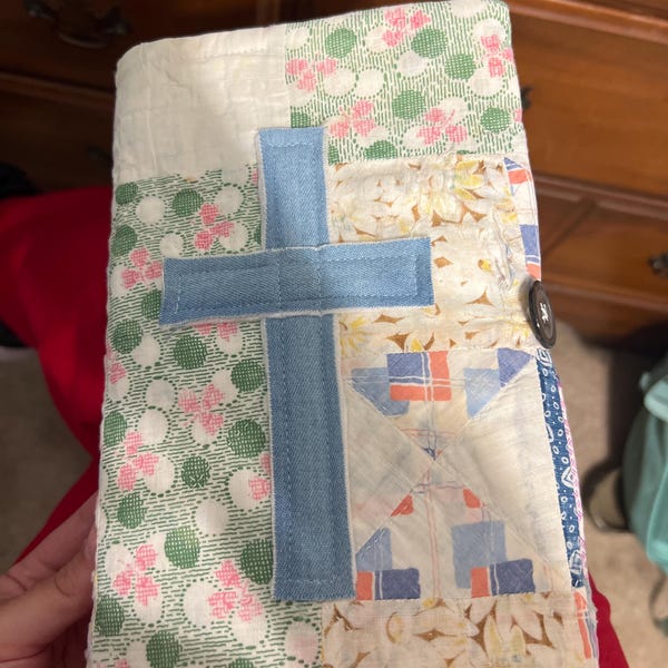 Handmade Quilted Journal Cover, Vintage Quilt Journal Cover ...